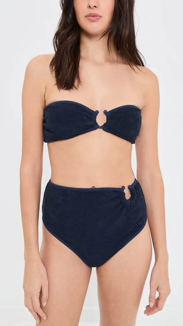 Johanna Ortiz Terry Seawaters Bikini Top - Navy