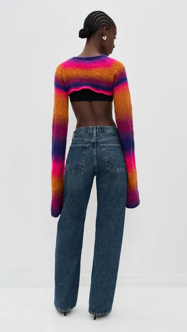 CULTNAKED Striped Knit Cropped Sweater