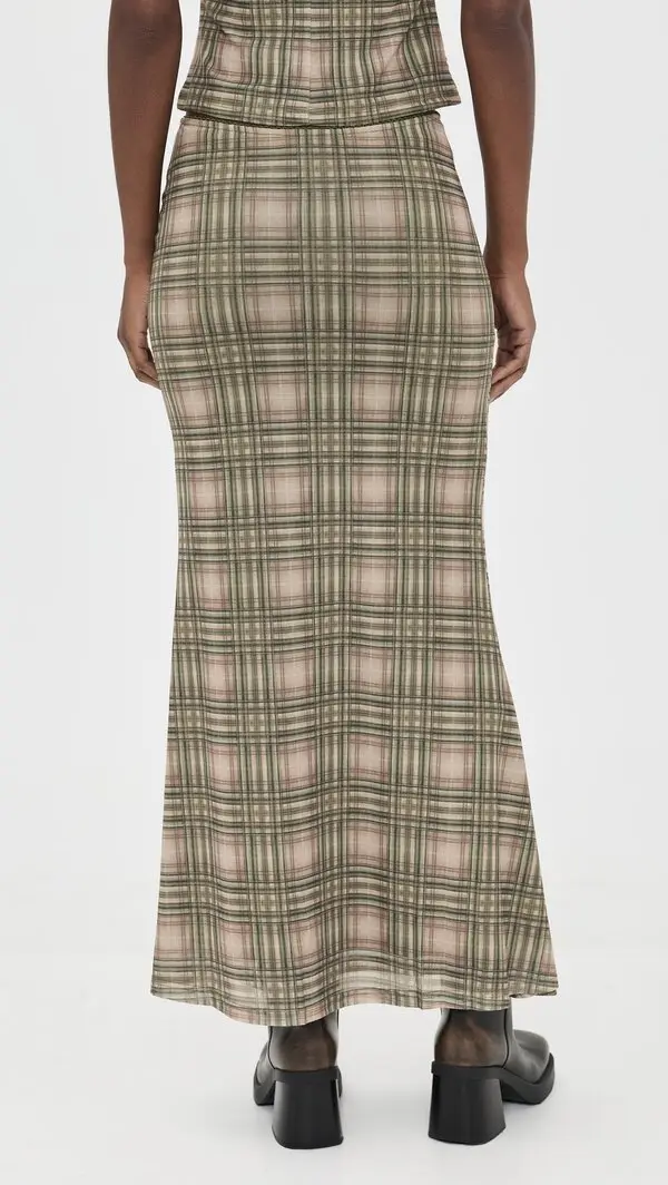 ANOTHER GIRL Plaid Mesh Maxi Skirt