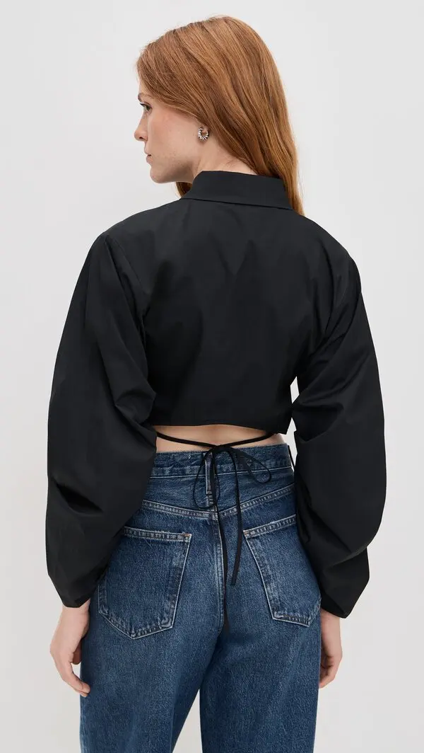 HEVRON Raquel Cropped Cotton Top - Black