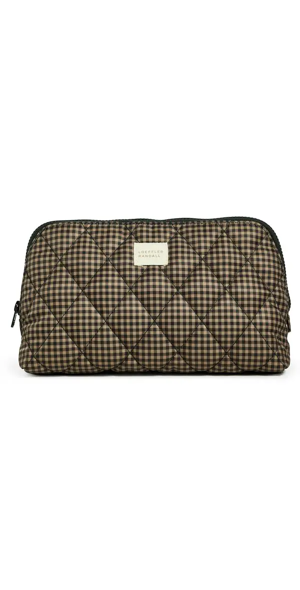 LOEFFLER RANDALL Frances Quilted Cosmetic Pouch - Brown/black Check