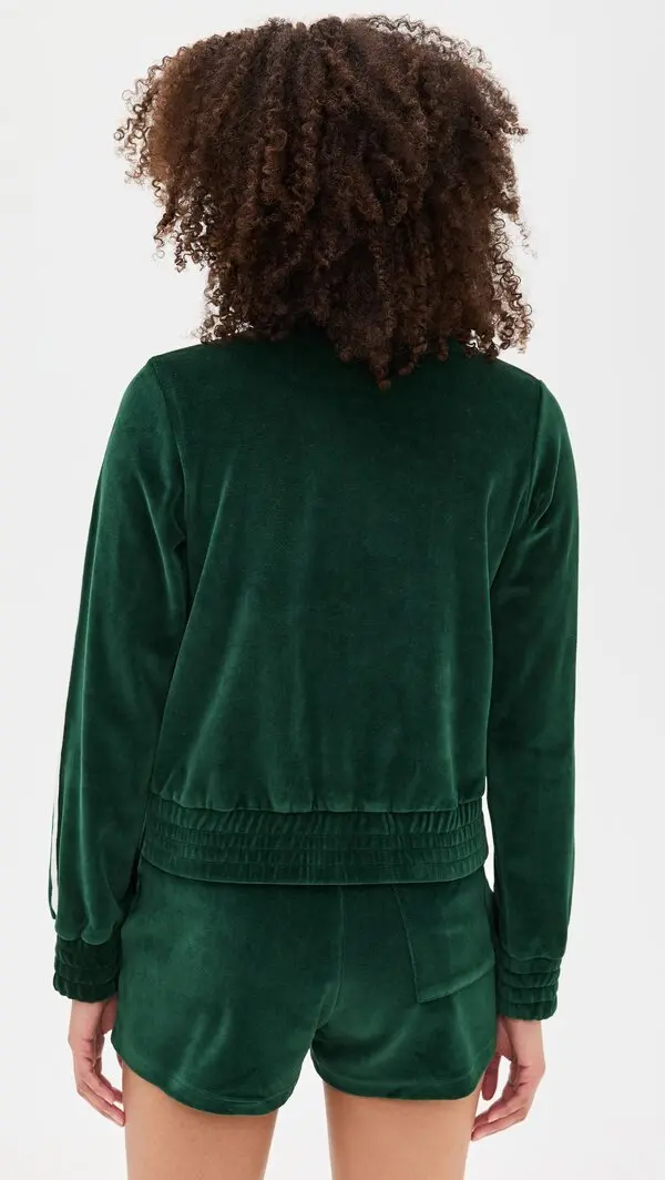SPORTY & RICH Elio Velour Track Jacket - Forest/ecru