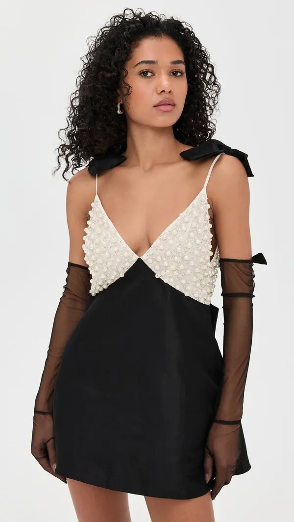 For Love & Lemons Pearly Bow Mini Dress
