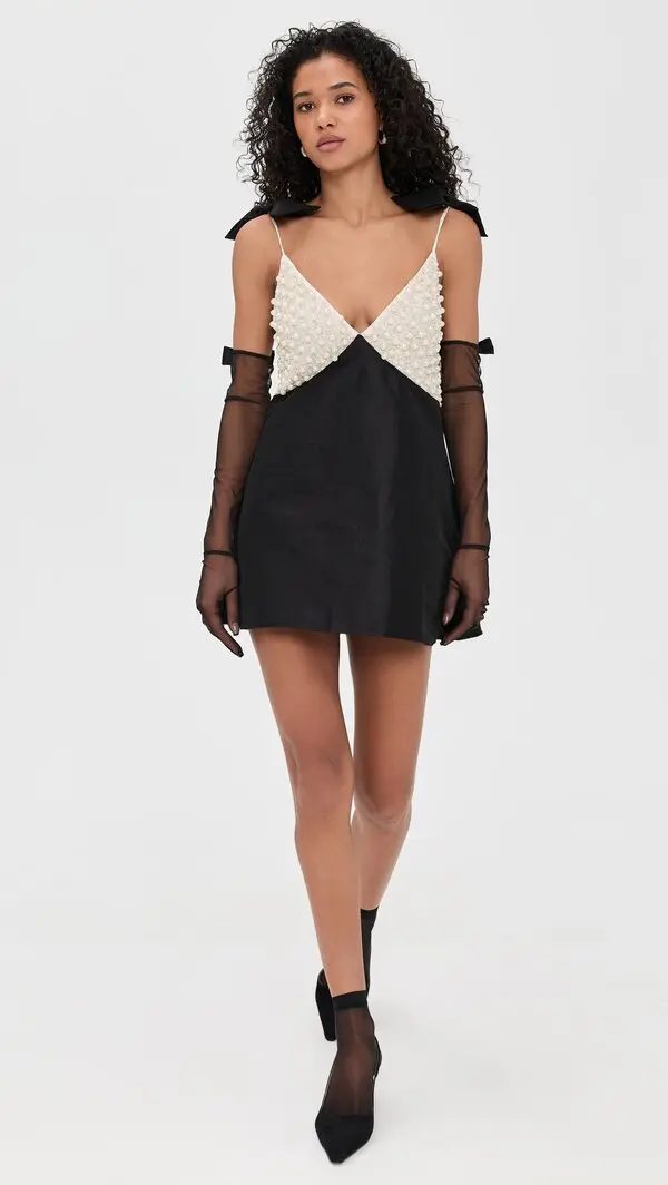 For Love & Lemons Pearly Bow Mini Dress