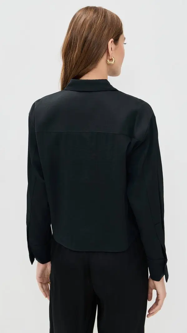 LE BOP Felicity Boxy Cropped Satin Button-down Shirt