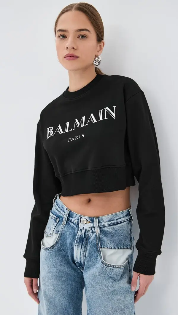 Balmain Printed Crew Neck Sweatshirt