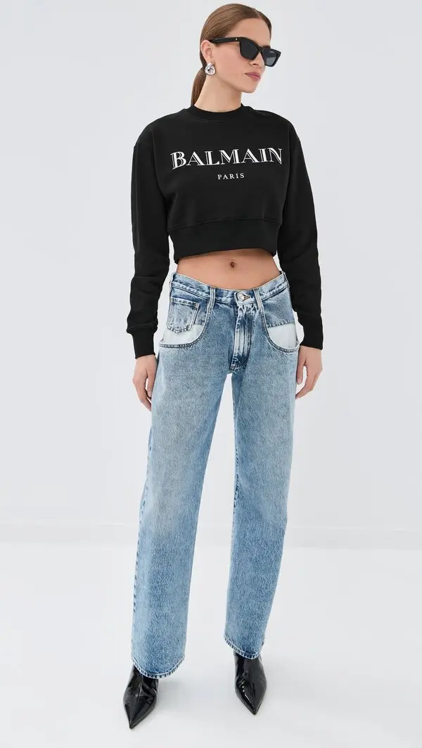 Balmain Printed Crew Neck Sweatshirt