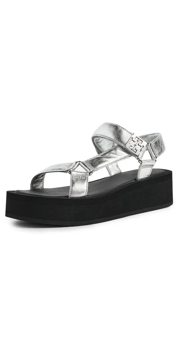 Tory Burch Mellow Platform Sandals - Silver/perfect Black