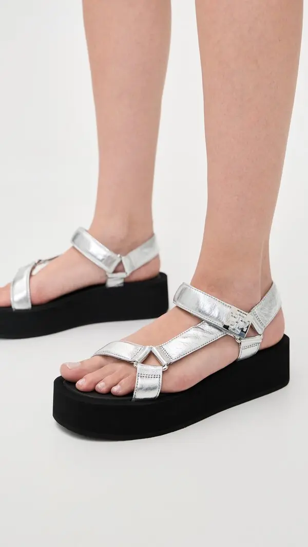 Tory Burch Mellow Platform Sandals - Silver/perfect Black