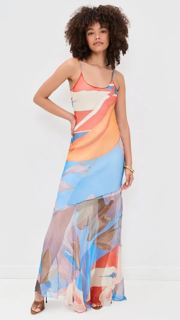 DONDE ESTEBAN Silk Chiffon Maxi Dress