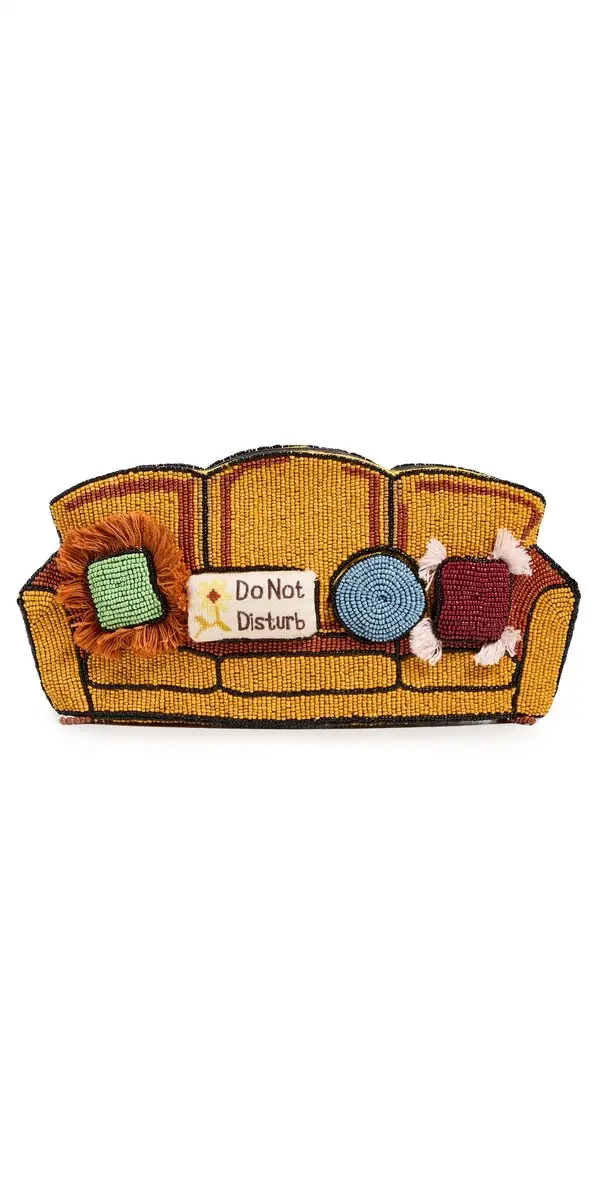 Staud Beaded Weave Couch Pouch - Goldenrod