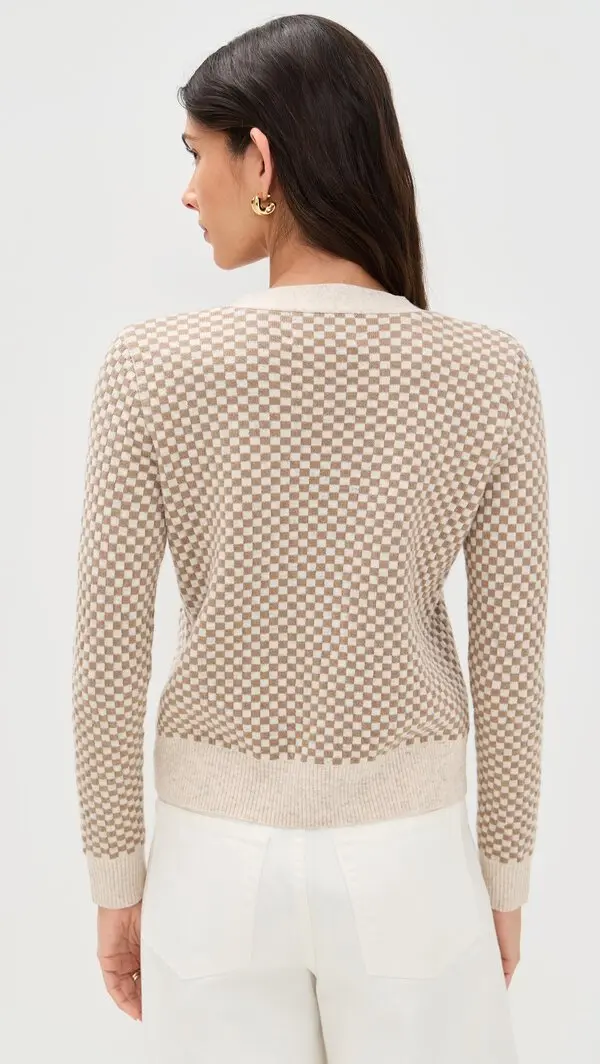 LE BOP Checkerboard Cardigan - Oatmeal/khaki