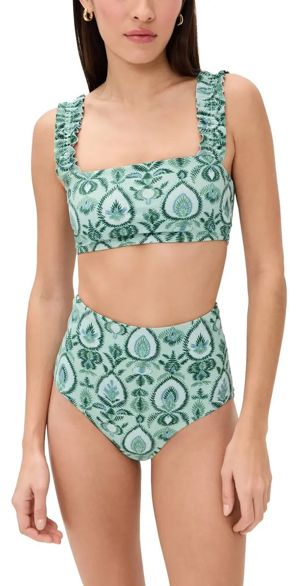 Hill House Home The Teagan Bikini Set - Green Palm Ikat