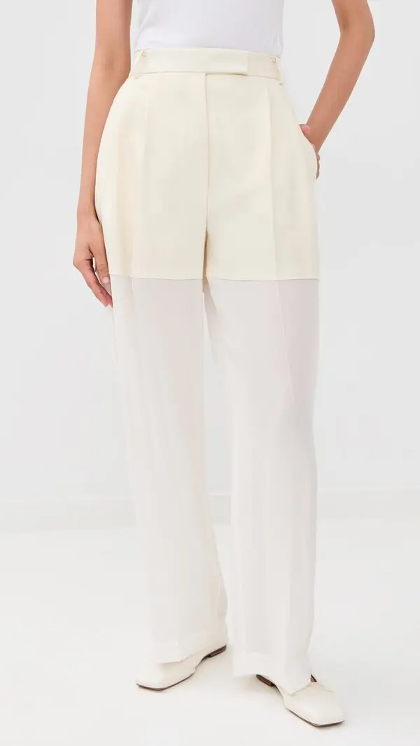 FRENKEN Flannel And Silk Chiffon Trousers