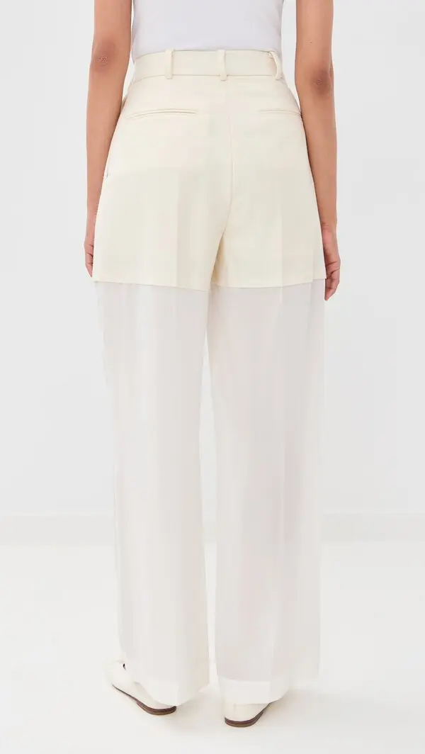 FRENKEN Flannel And Silk Chiffon Trousers
