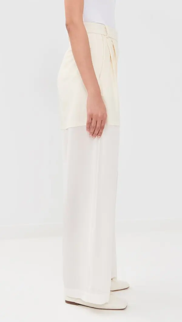 FRENKEN Flannel And Silk Chiffon Trousers