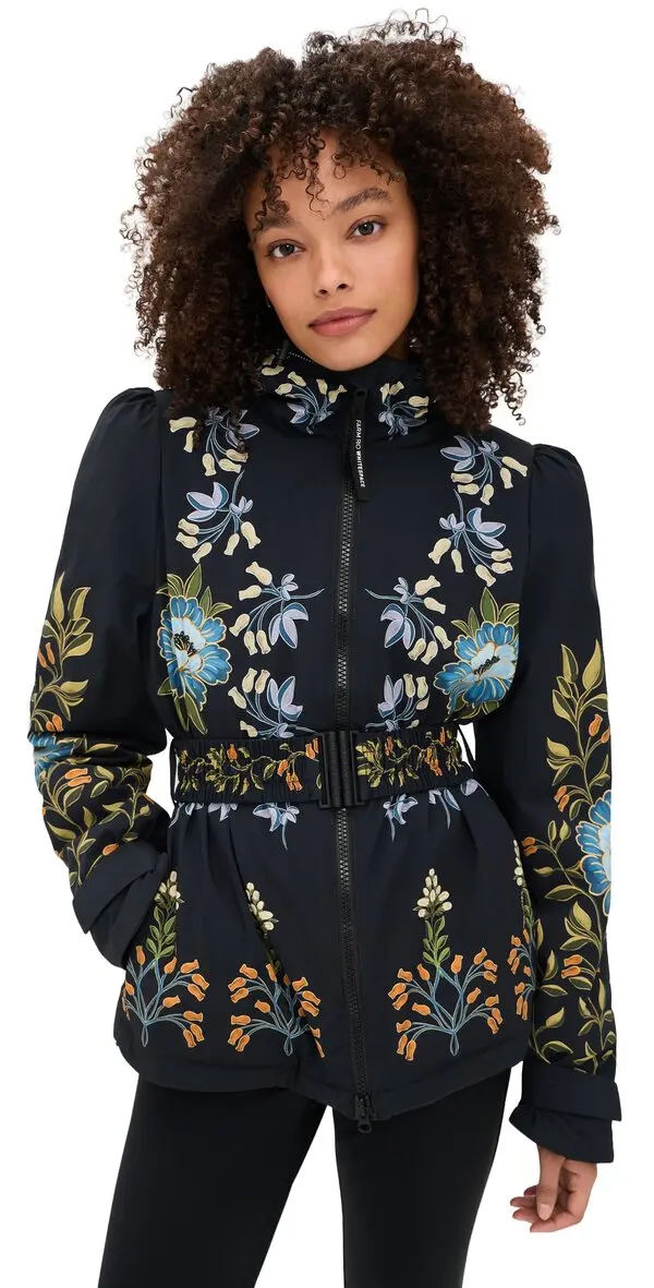 Farm Rio Floral Print Puffer Jacket