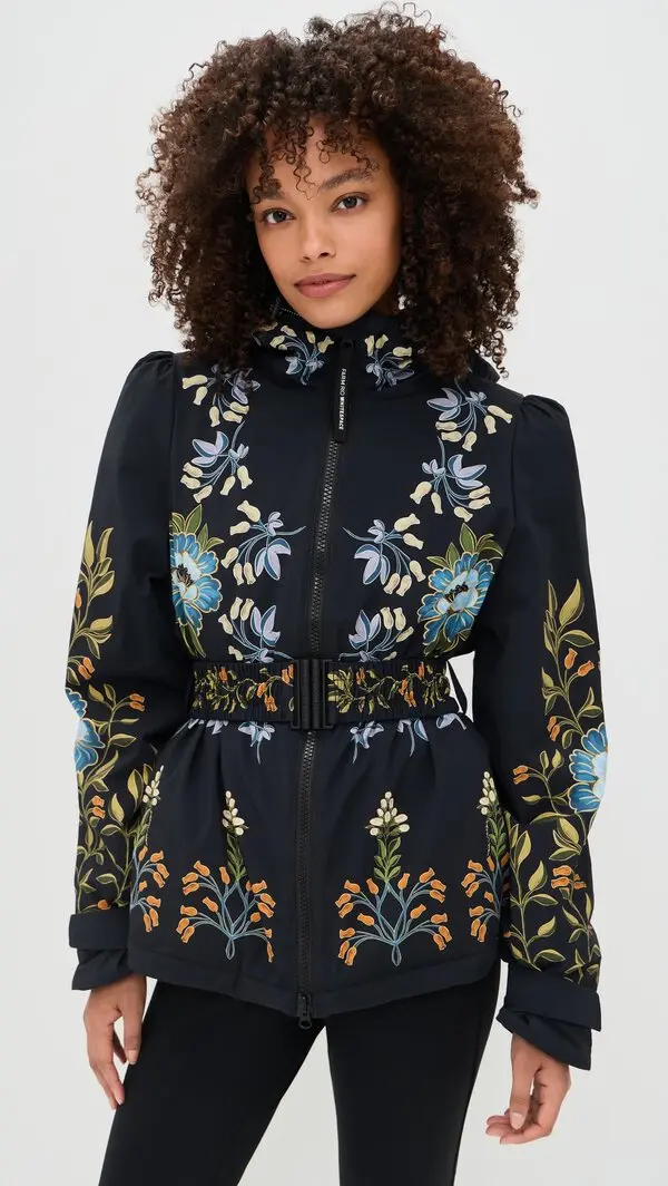 Farm Rio Floral Print Puffer Jacket