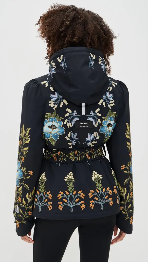 Farm Rio Floral Print Puffer Jacket