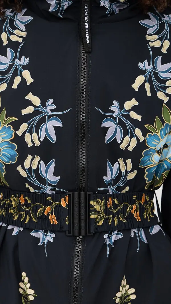 Farm Rio Floral Print Puffer Jacket