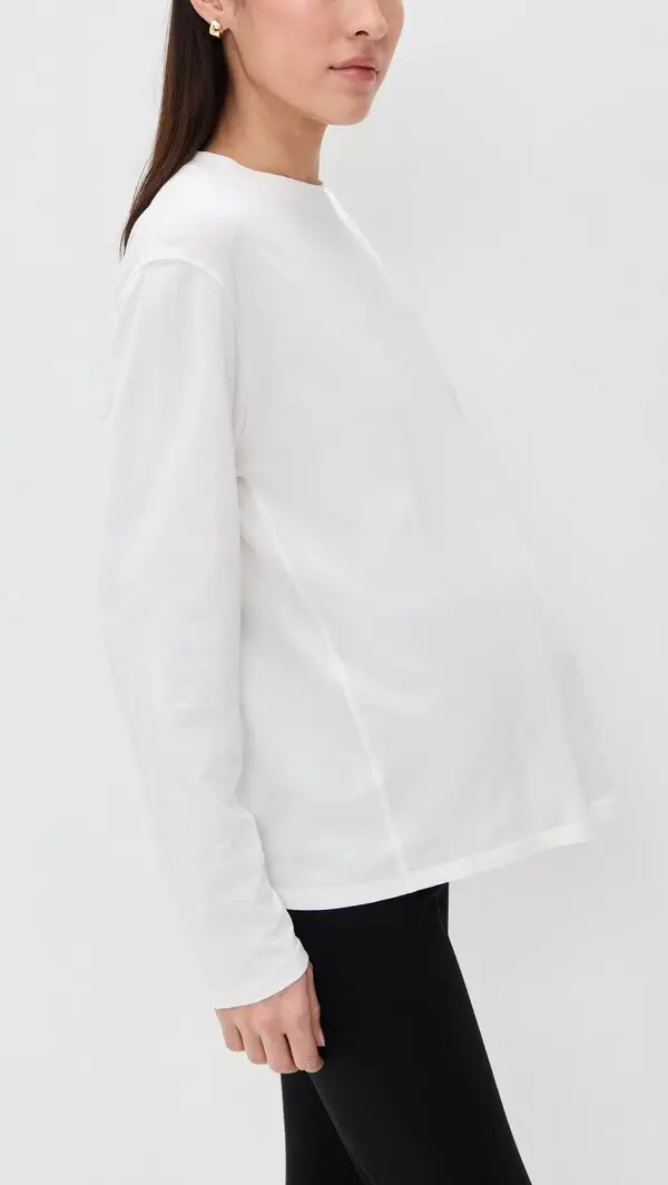 Hatch Washed Cotton Long Sleeve Tee - White
