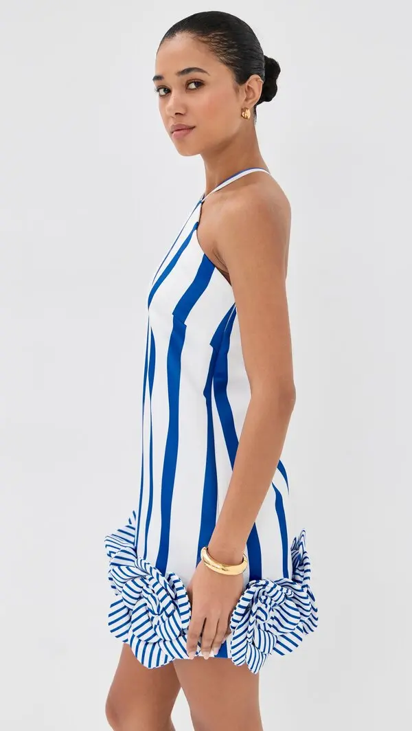 Leo Lin Suzy Striped Halterneck Mini Dress - Navy