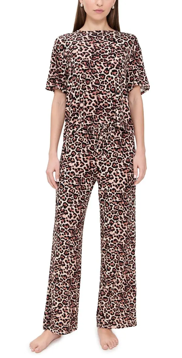 Honeydew Intimates Leopard Print Tee And Pants Set