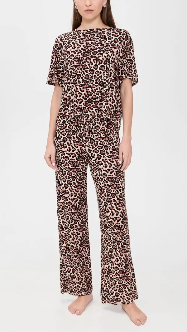 Honeydew Intimates Leopard Print Tee And Pants Set