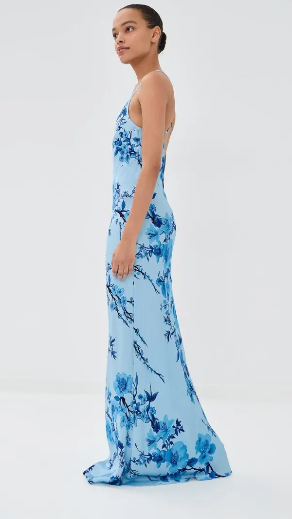 Borgo De Nor Crepe Satin Maxi Dress - Cherry Blossom Blue - 30% Off |  Editorialist