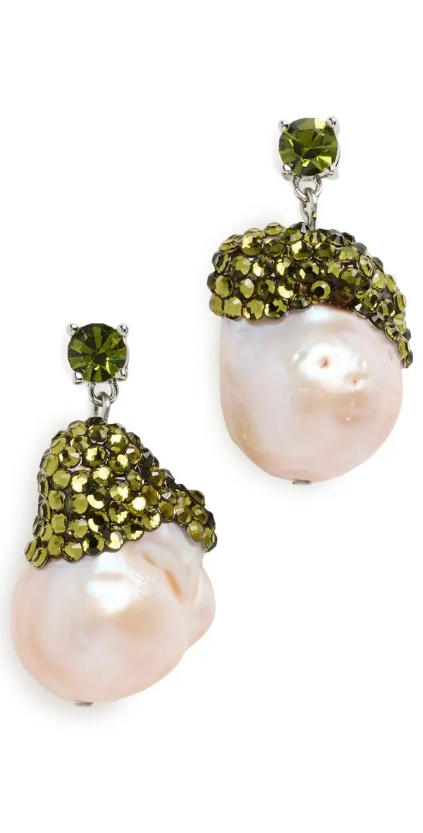 Tory Burch Moondance Crystal And Pearl Drop Earrings - Pink/green
