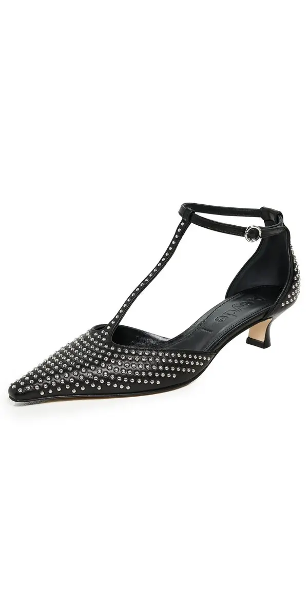 AeydĒ Liz Mini Studs Nappa Leather Heels - Black