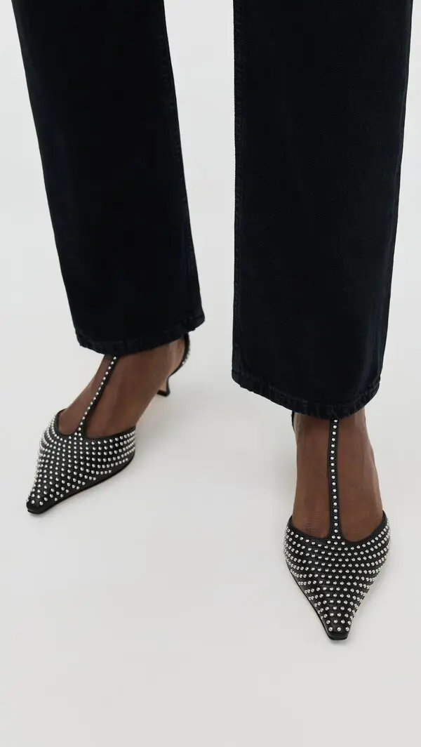 AeydĒ Liz Mini Studs Nappa Leather Heels - Black
