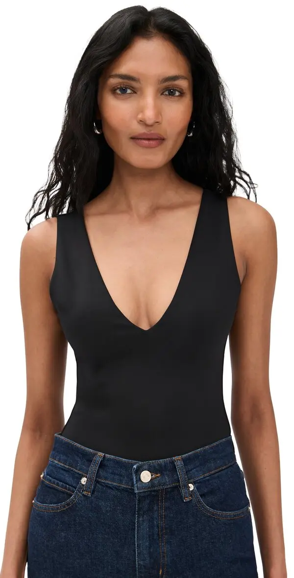 Good American Scuba Deep V Thong Bodysuit - Black001