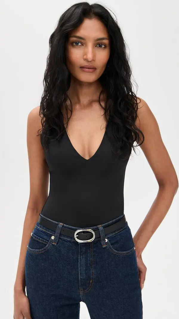 Good American Scuba Deep V Thong Bodysuit - Black001