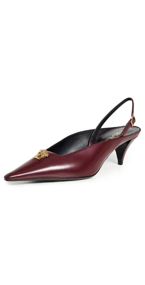 Versace La Medusa 55mm Slingbacks - 1rc3v/dark Burgundy/versace Gold