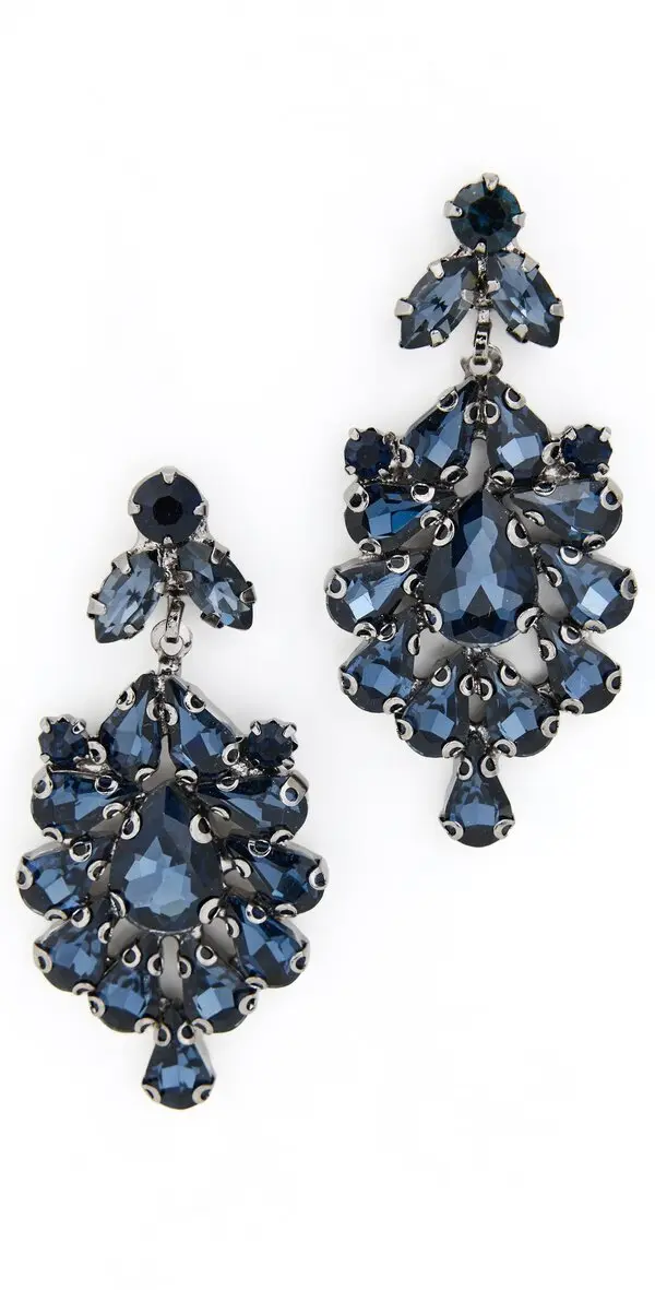 Maison Irem Crystal Dangle Earrings - Dark Blue