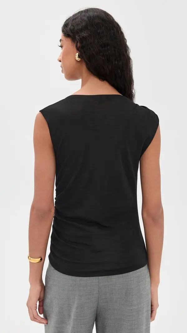 Vince Sleeveless Top With Shoulder Drape