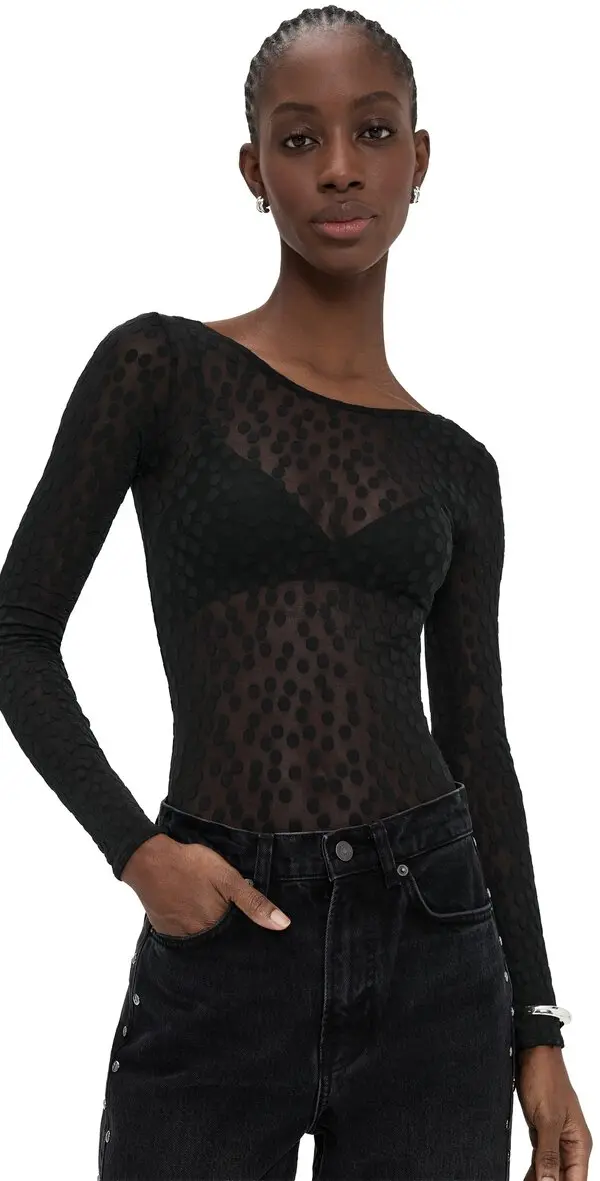 Wolford Sweet Dots Thong Bodysuit - Black