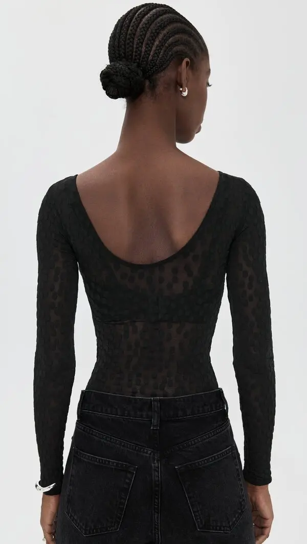 Wolford Sweet Dots Thong Bodysuit - Black