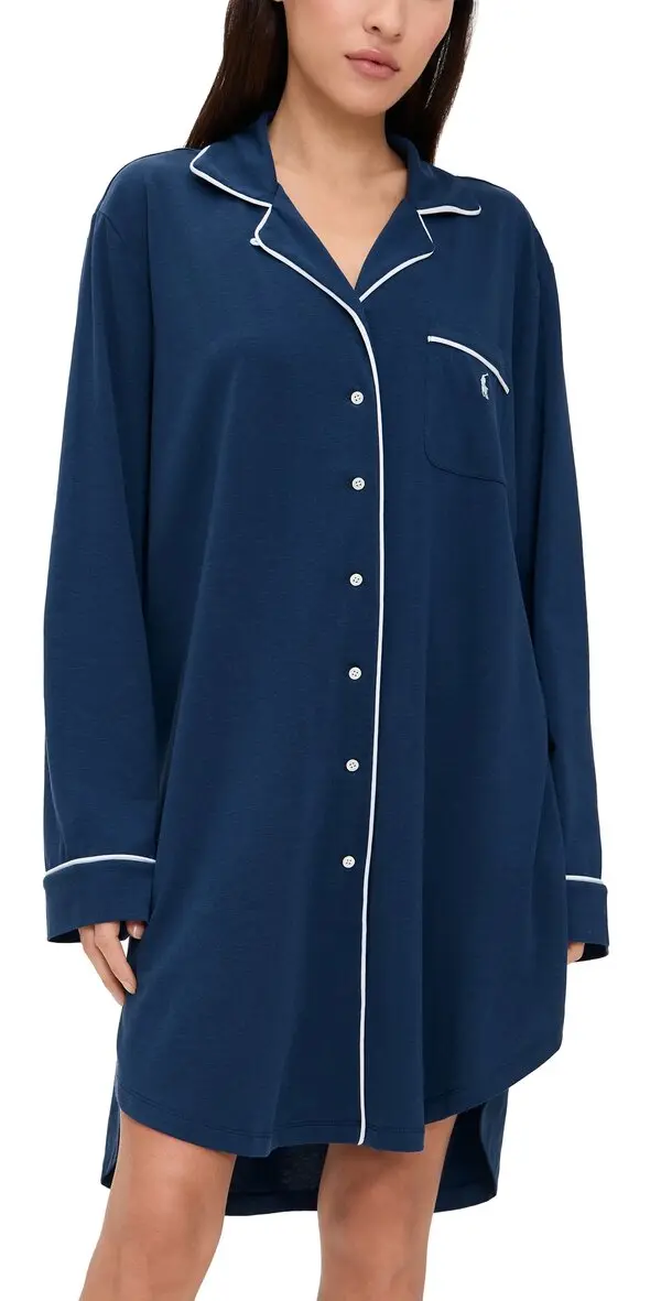 Polo Ralph Lauren Stretch Jersey Sleep Shirt - Navy