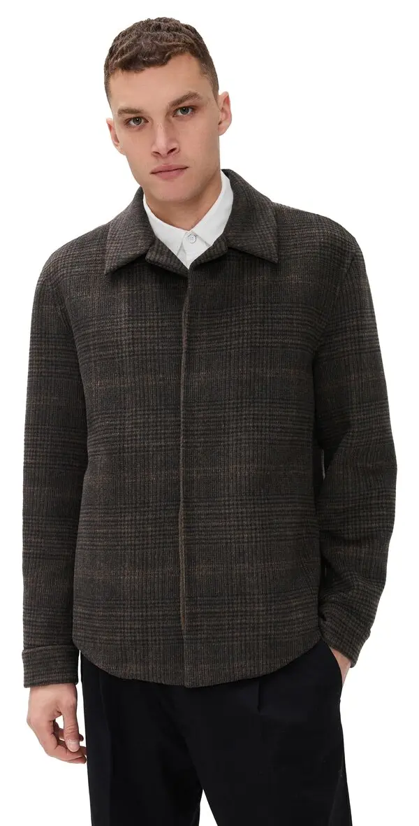 Vince Plaid Wool Shirt Jacket - Dark Mission