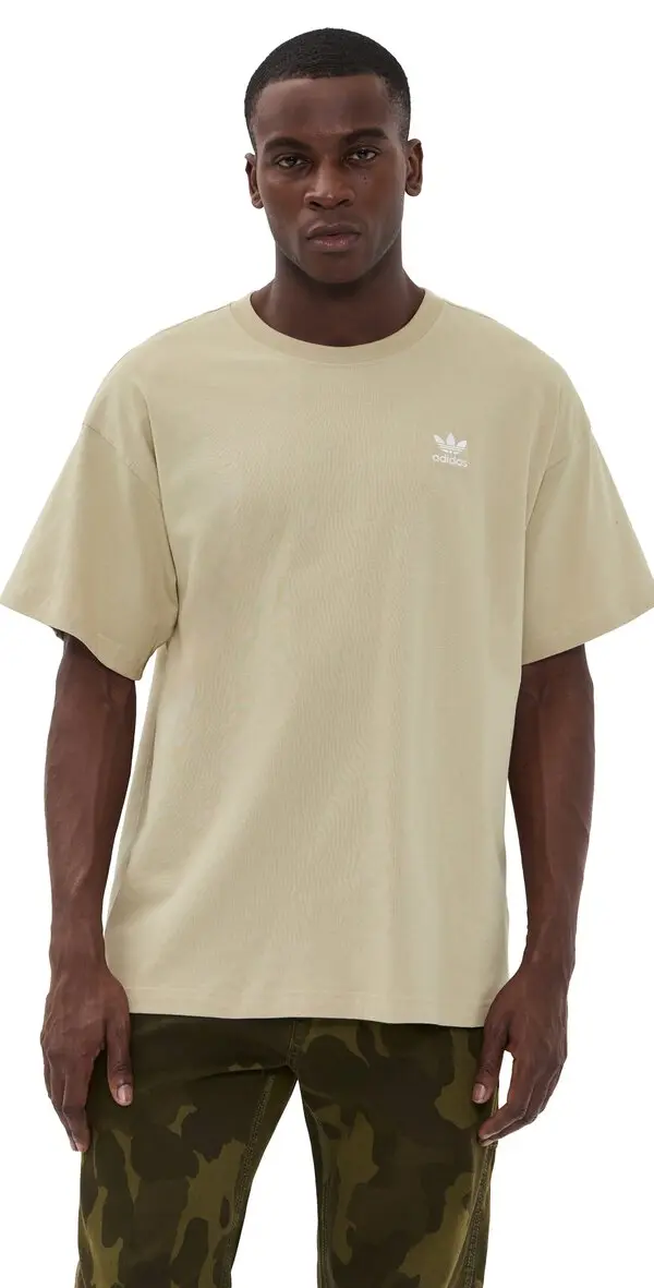 Adidas Trefoil Essentials Oversized Tee - Stone Khaki