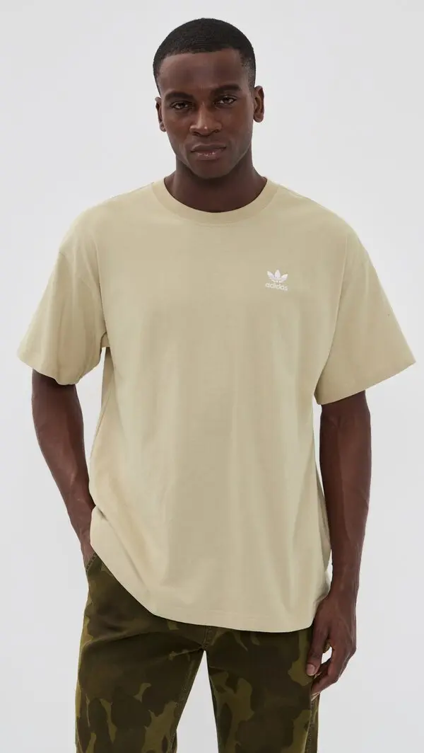 Adidas Trefoil Essentials Oversized Tee - Stone Khaki