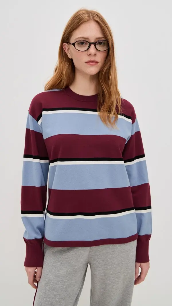 STATE & LAKE Nia Rugby Striped Sweater - Burgundy/blue