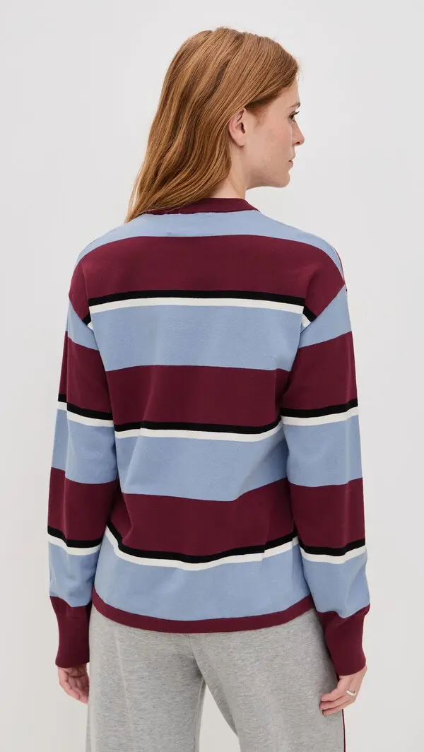 STATE & LAKE Nia Rugby Striped Sweater - Burgundy/blue