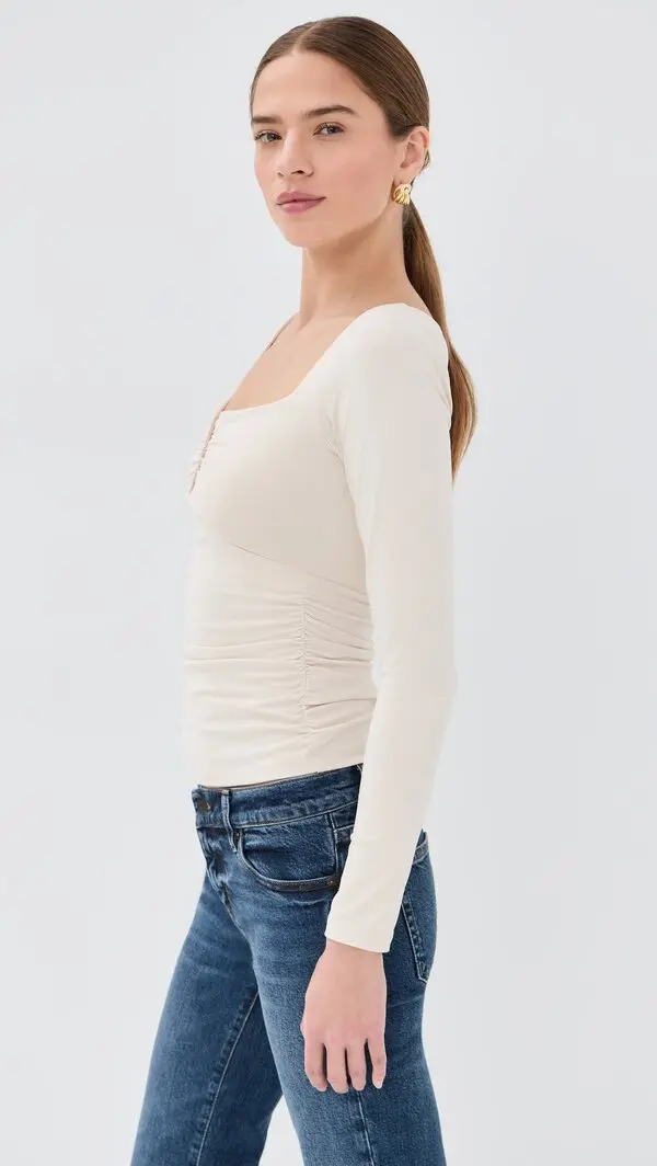Susana Monaco Square Neck Long-sleeve Top