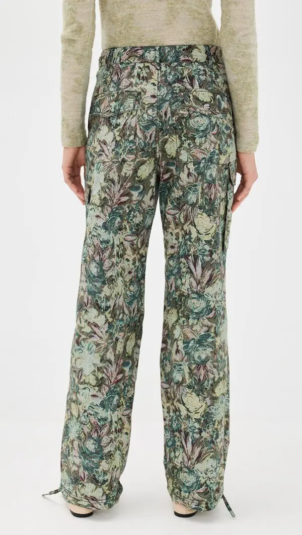 GANNI Printed Stretched Cotton Cargo Pants