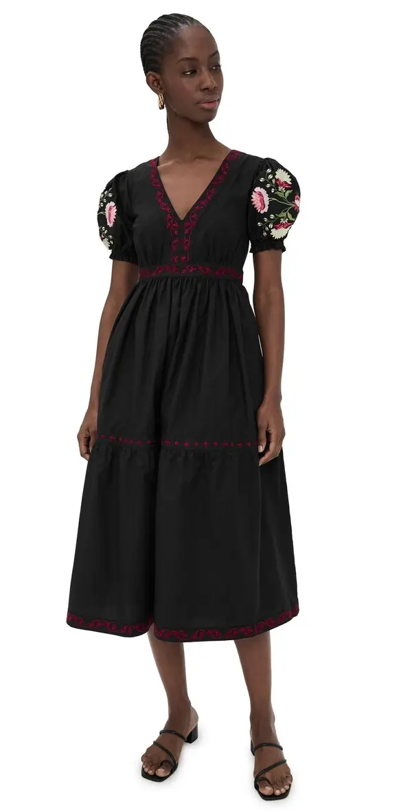 Fanm Mon Gana Embroidered Midi Dress