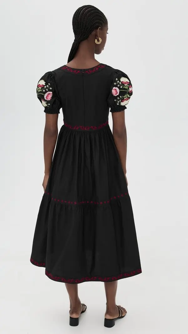 Fanm Mon Gana Embroidered Midi Dress