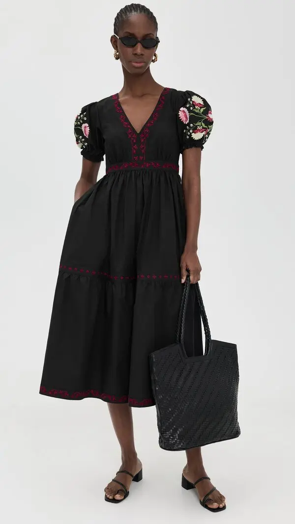 Fanm Mon Gana Embroidered Midi Dress